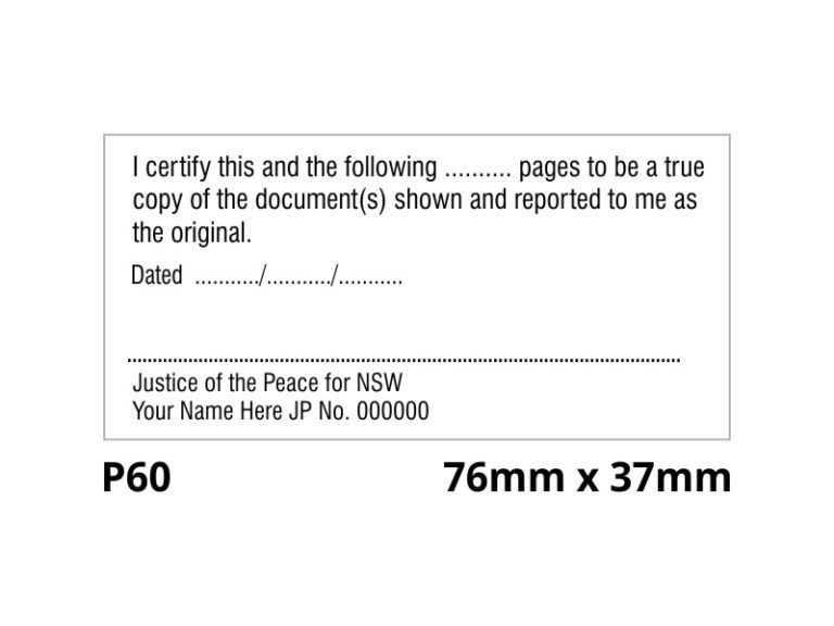 Justice of the Peace Stamp NSW P60 - Stamps Plus